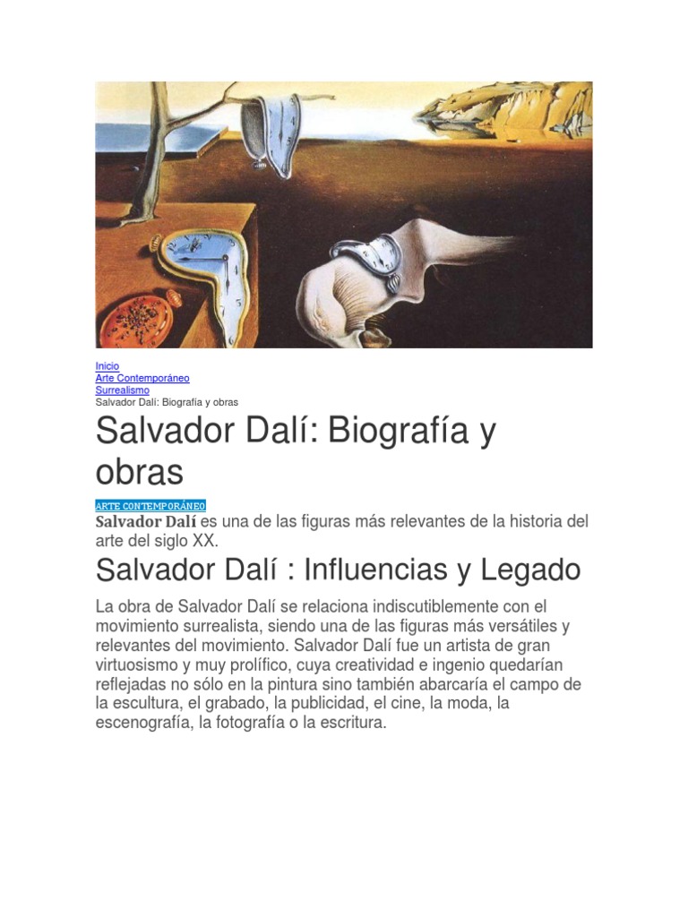 Vida y Obra de Salvador Dalí | PDF | Salvador Dalí | Surrealismo