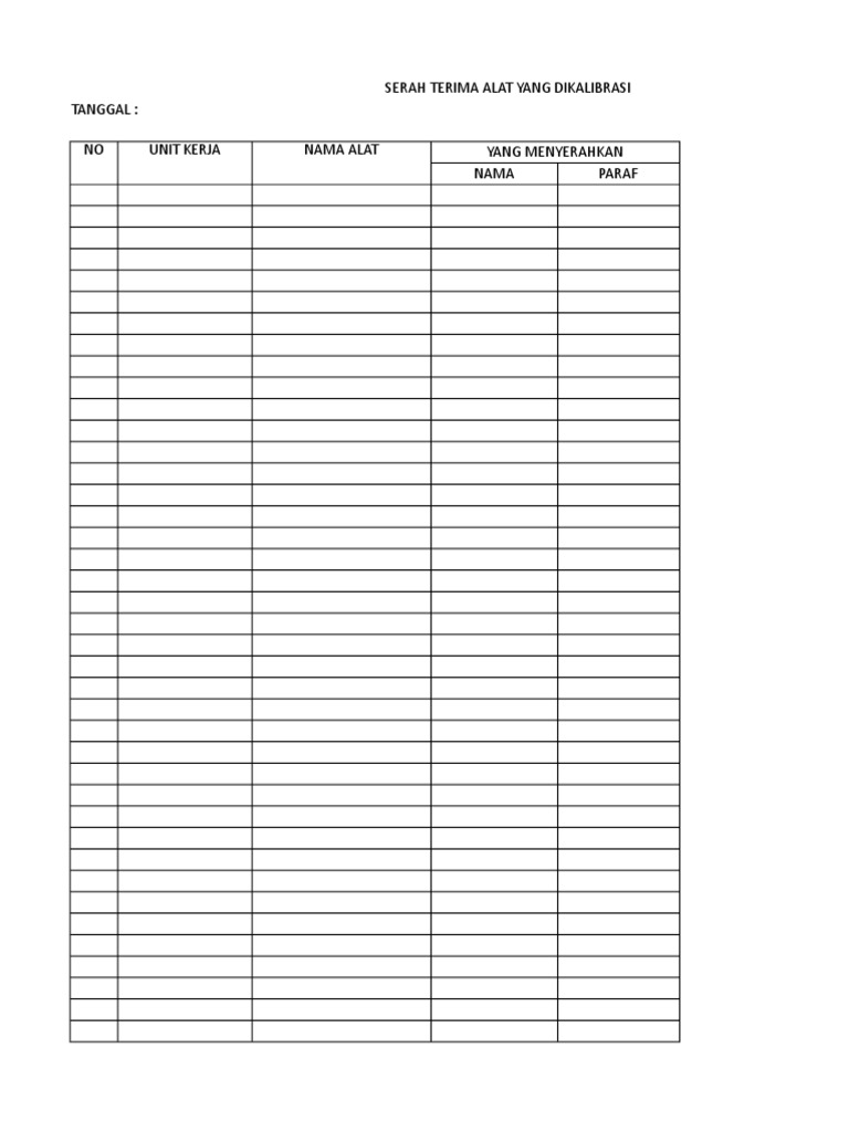 Form Serah Terima Alat Kalibrasi | PDF