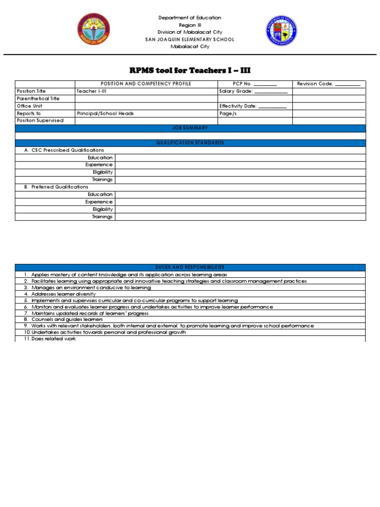 RPMS Tool For Teacher I-III | PDF | Lesson Plan | Educational Assessment