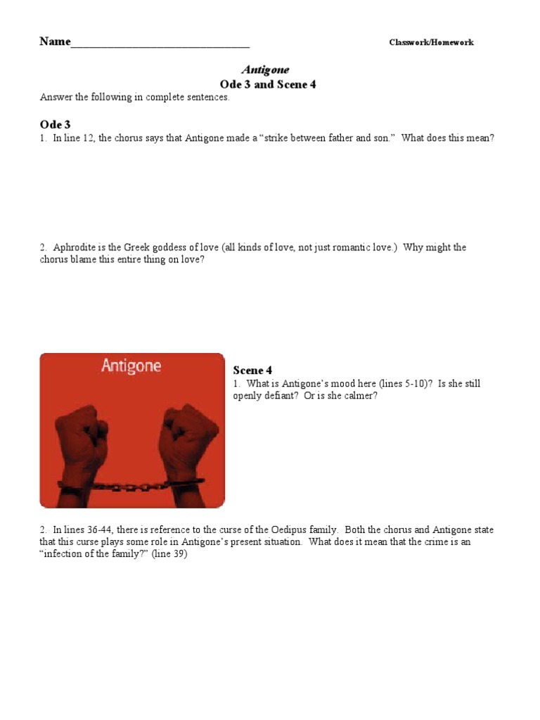 Antigone - Ode 3 and Scene 4 | PDF