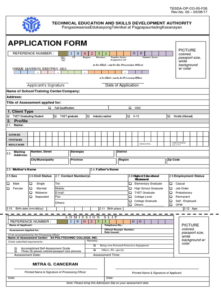 TESDA Application Form Guide 2024 | PDF | Learning | Business