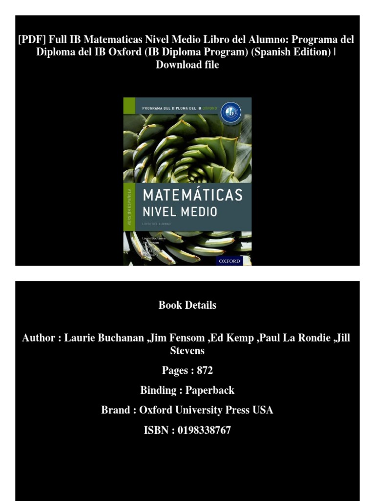 Libro IB Matemáticas Nivel Medio PDF | PDF | Escuelas | Estudiantes