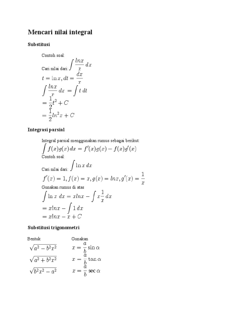Rumus Integral | PDF
