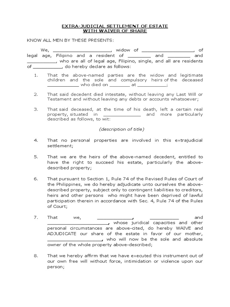 Extrajudicial | PDF | Inheritance | Intestacy