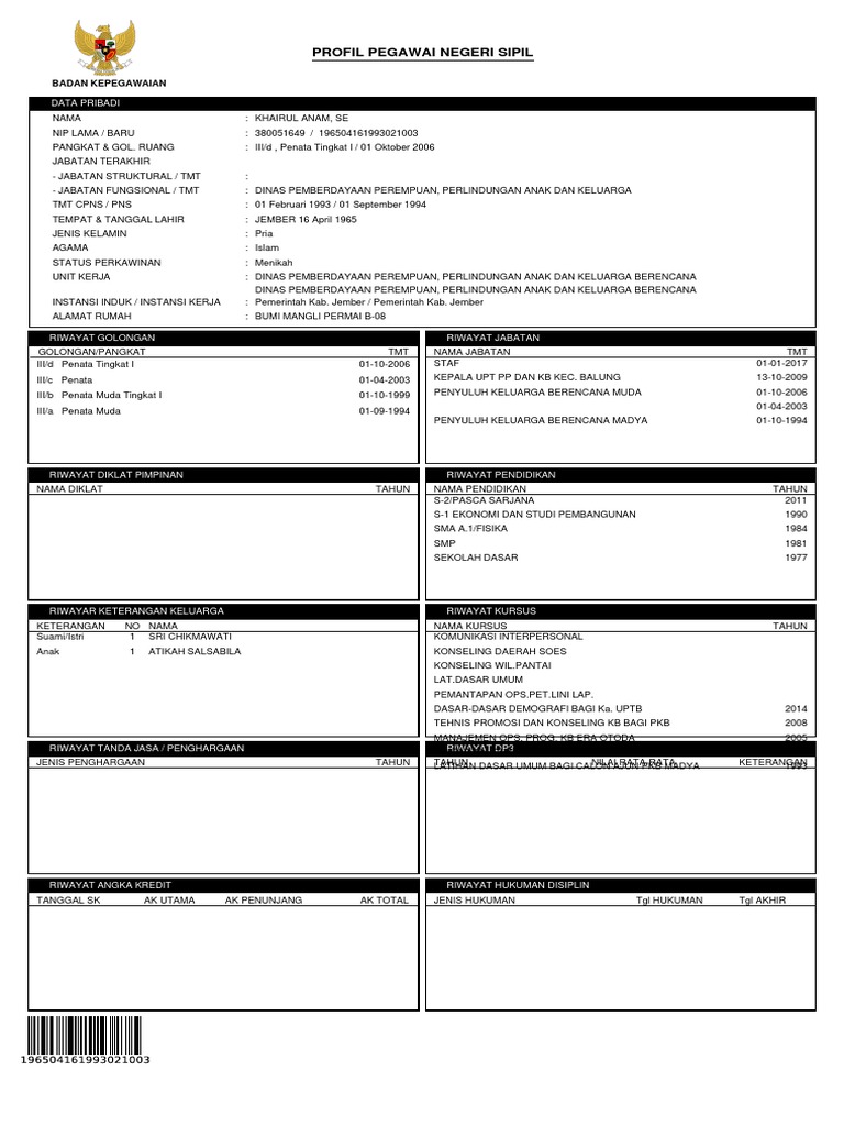 Contoh Profil Pegawai | PDF