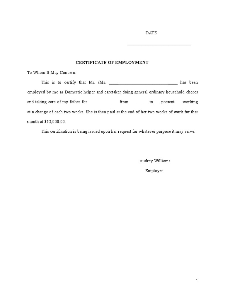 Sample Certificate of Employment | PDF