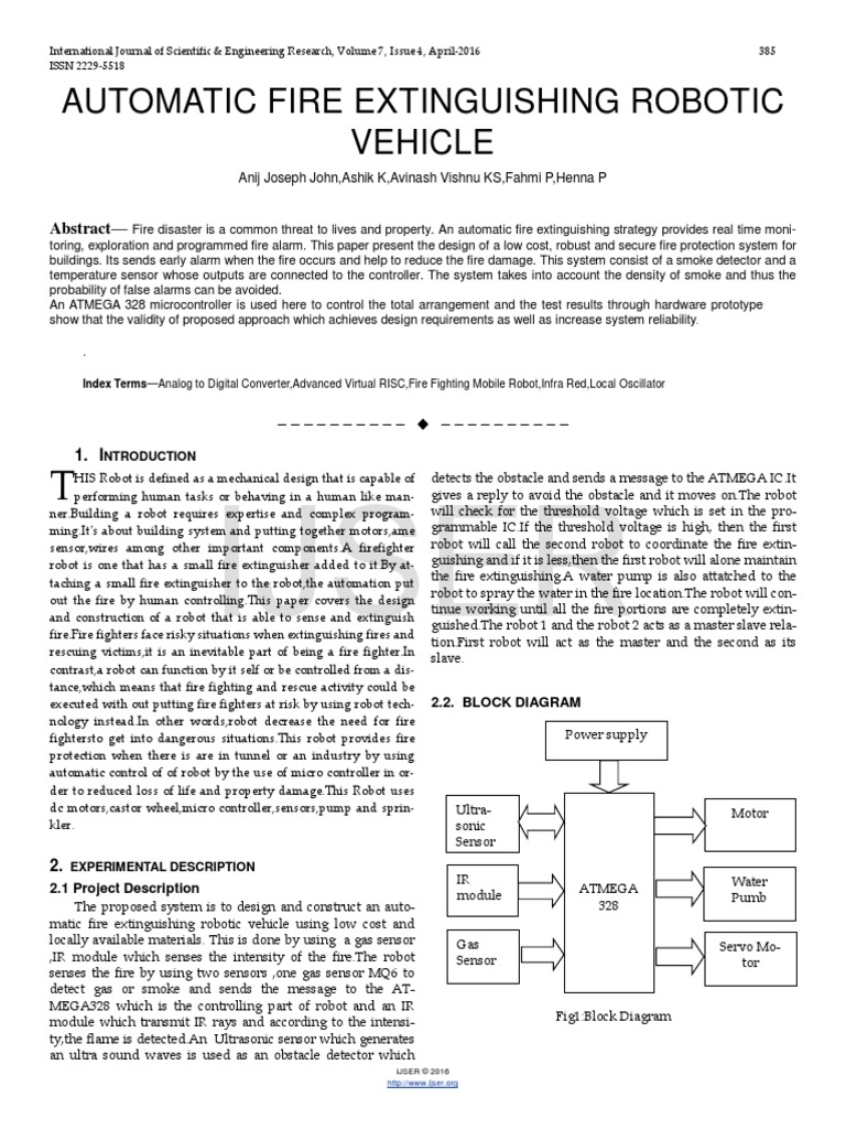 Automatic Fire Extinguishing Robotic Vehicle | Download Free PDF ...