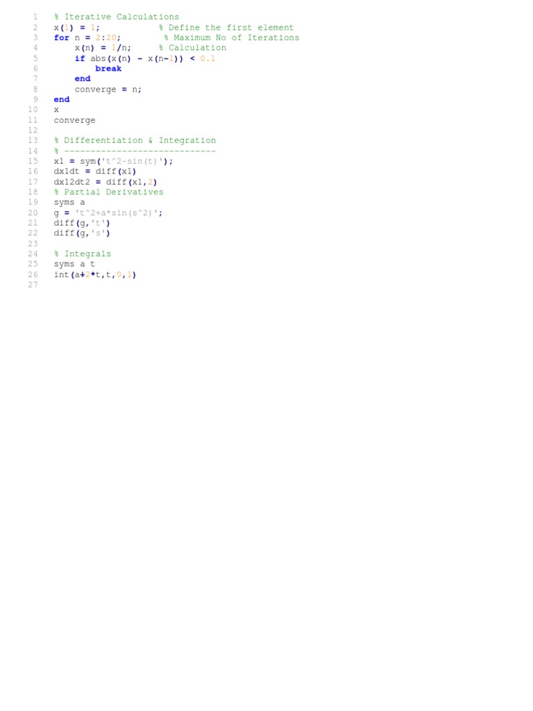 Iterative Calculations, Differentiation, Integration and Partial Derivatives using Symbolic Math ...