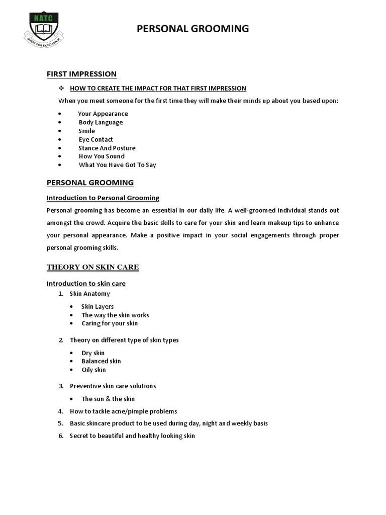 Personal Grooming PDF | PDF | Clothing | Cosmetics