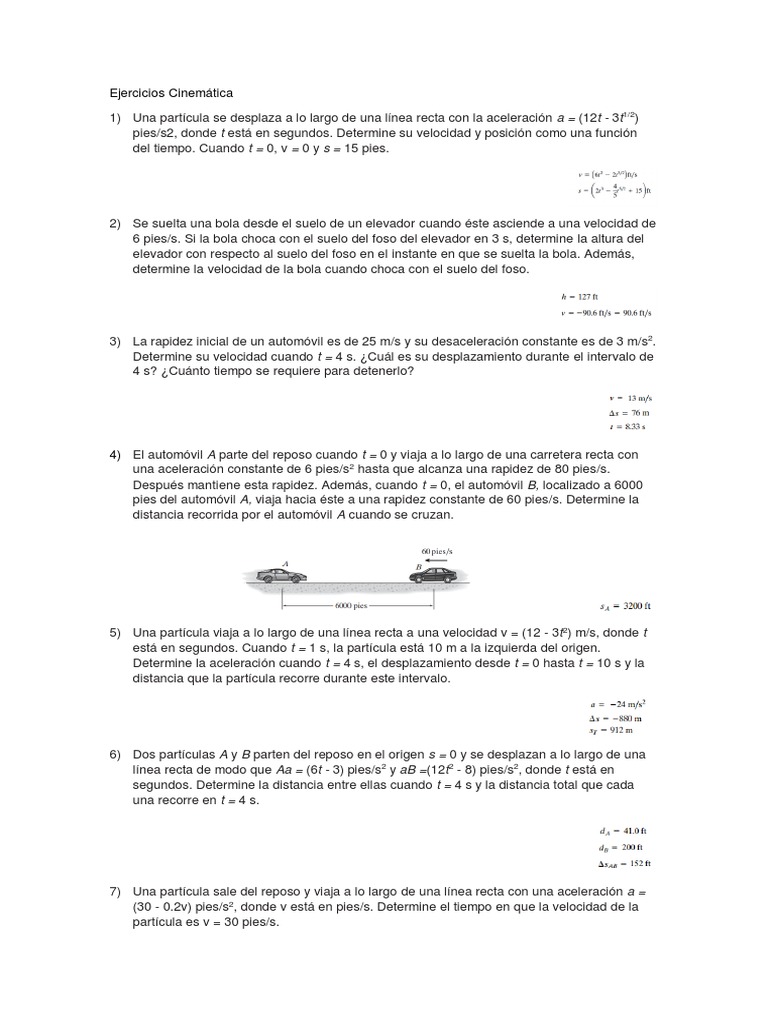 Ejercicios de Cinemática y Movimiento | PDF | Velocidad | Aceleración