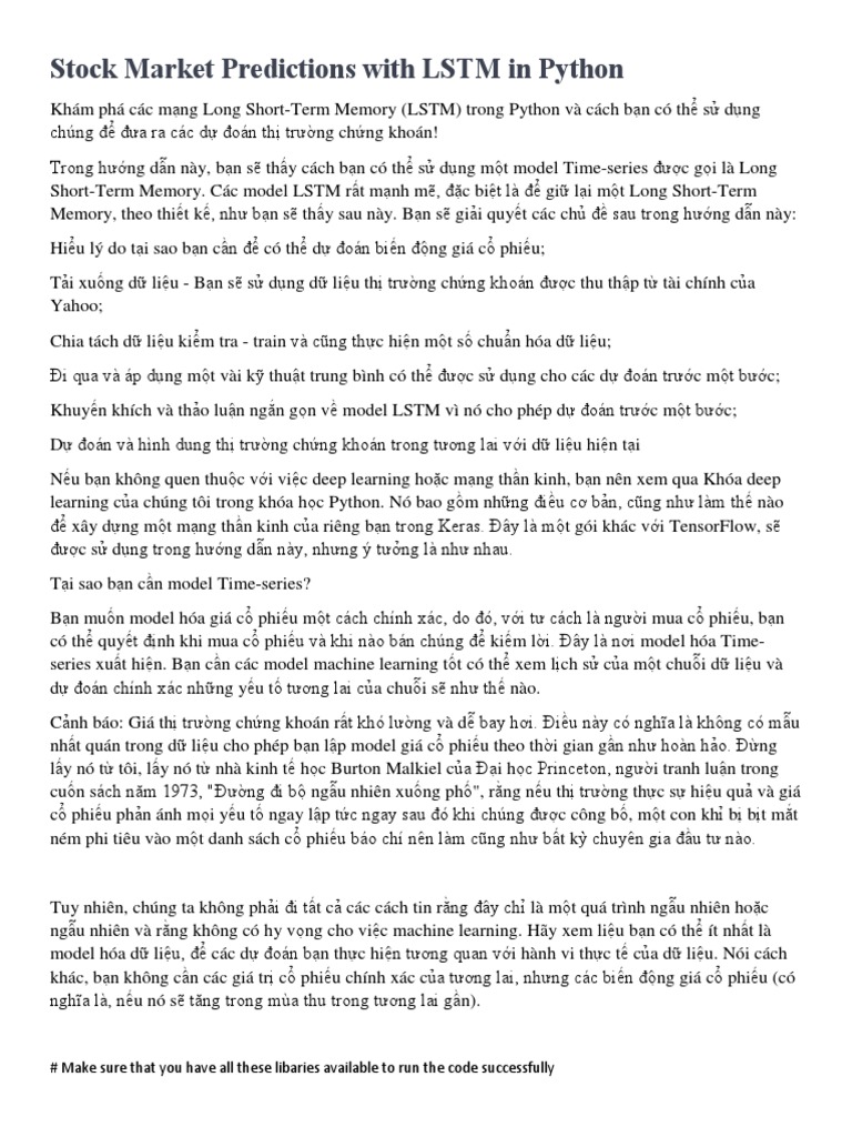 Stock Market Predictions With LSTM in Python | PDF