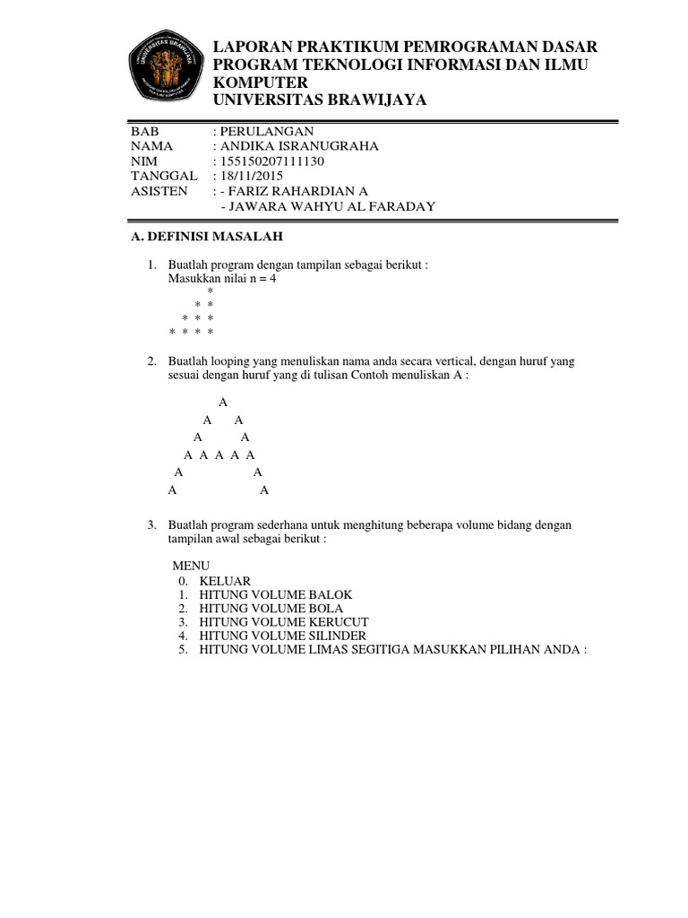Laporan Praktikum Java: Perulangan | PDF | Object Oriented Programming ...