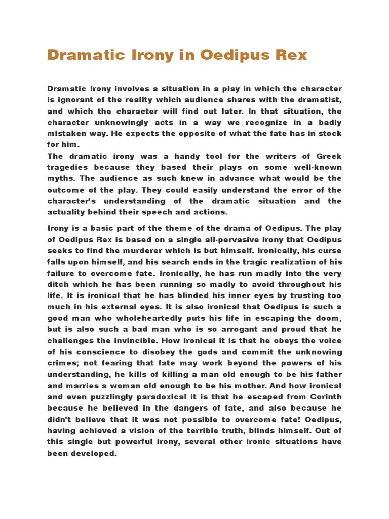 Dramatic Irony in Oedipus Rex | PDF | Irony | Devil