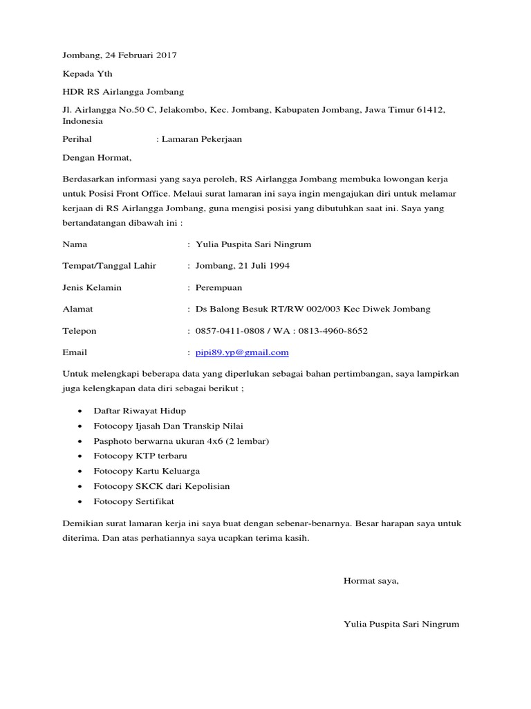 Berkas Lamaran Kerja | PDF