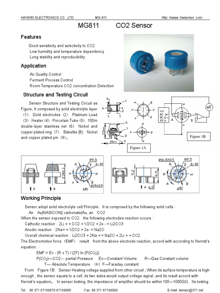 MG811 CO2 Sensor Datasheet | PDF | Materials | Electromagnetism