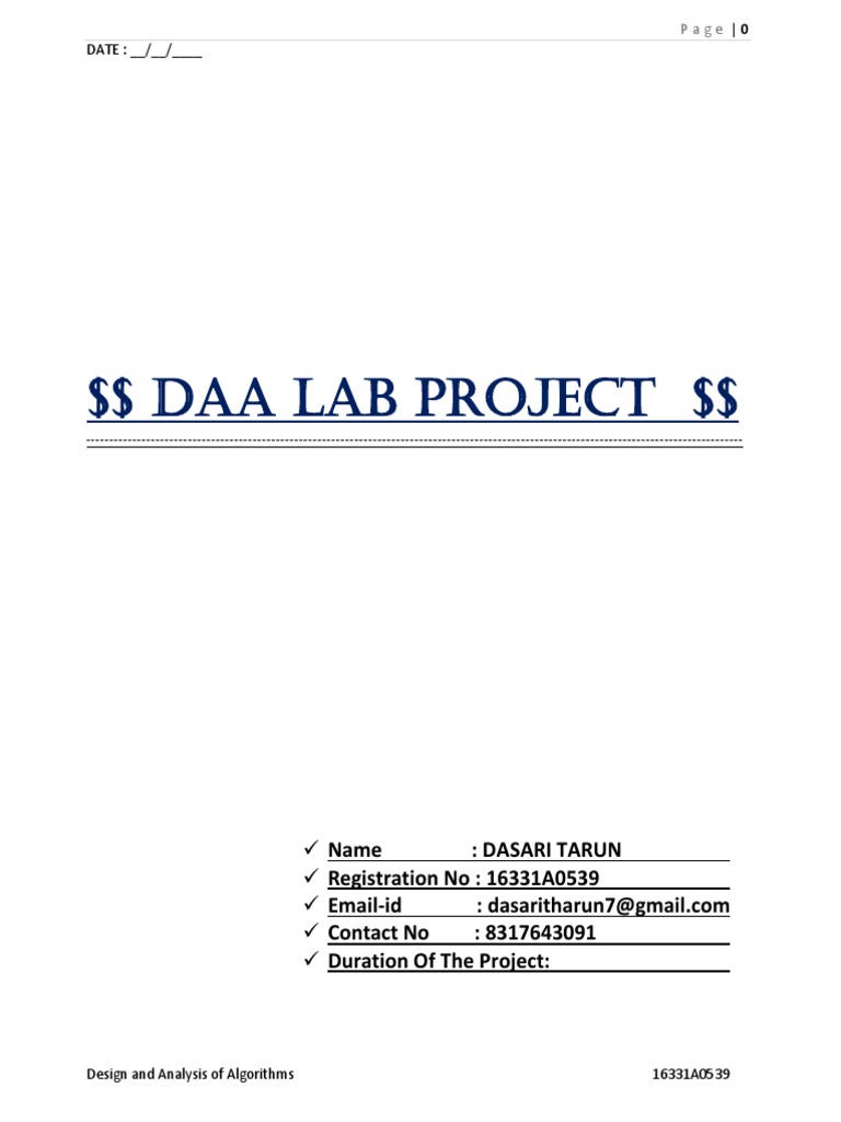 Daa Project Report | PDF | Reading Comprehension | Teachers