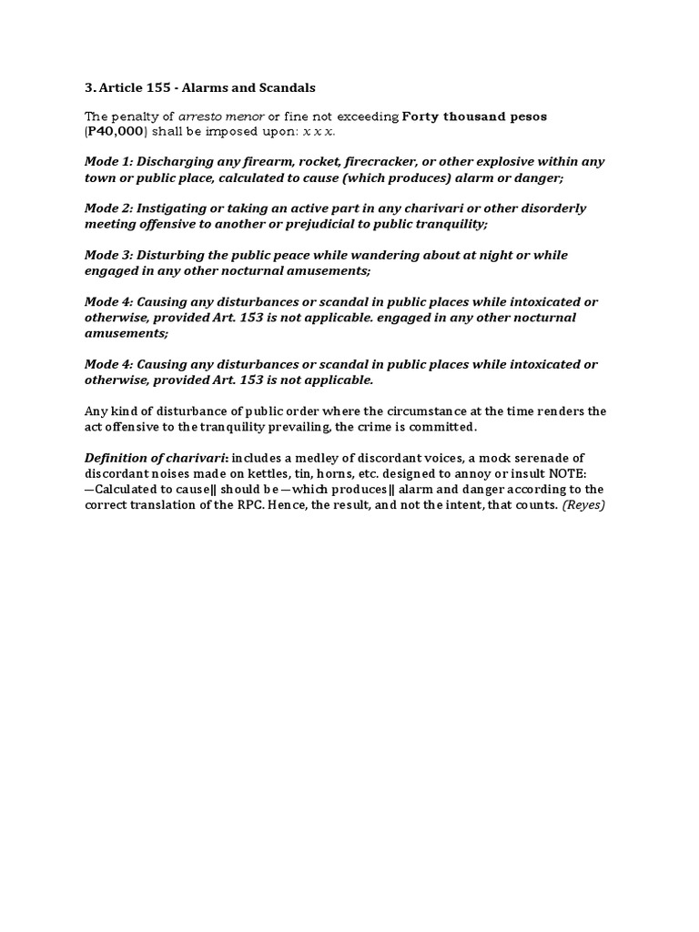 Alarms and Scandals Elements | PDF