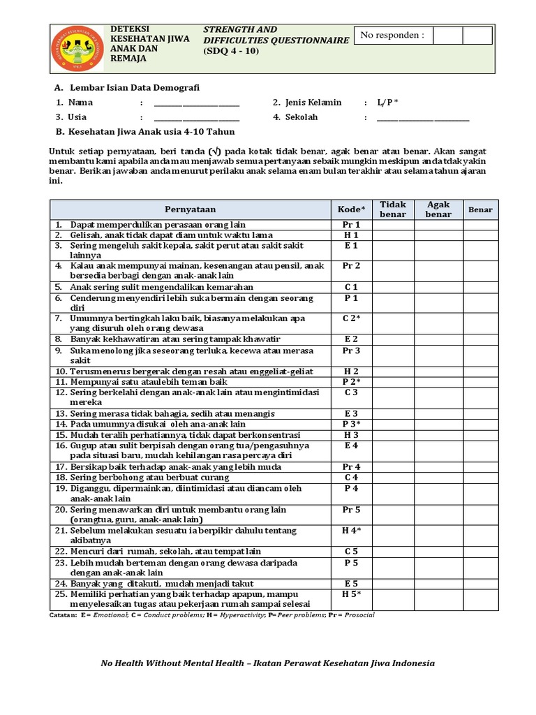 SDQ 4-10 Versi Ipkji | PDF