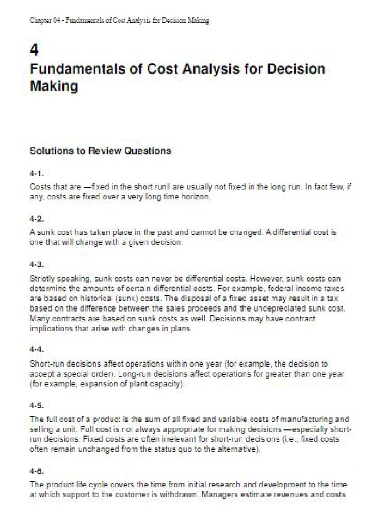 COST ACC Chapter 4 Solutions | PDF