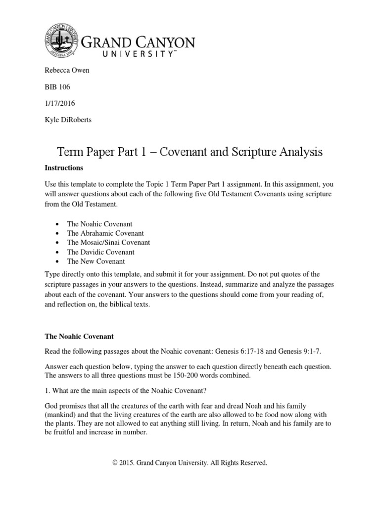 BIB 106 RS CovenantPaperPart1 - Owen | PDF | Covenant (Biblical) | New ...