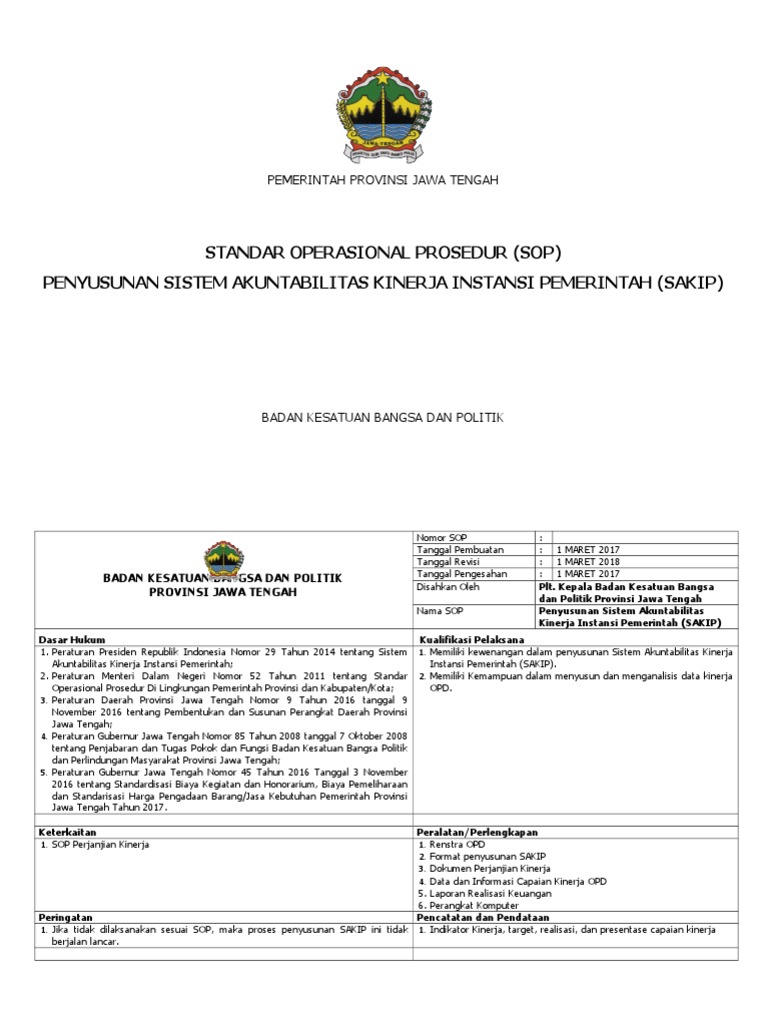 Sop Penyusunan Sakip | PDF