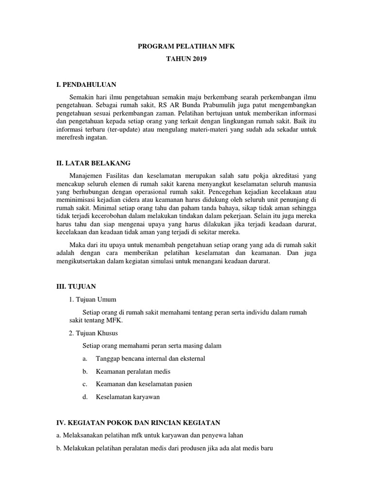 Program Pelatihan MFK | PDF