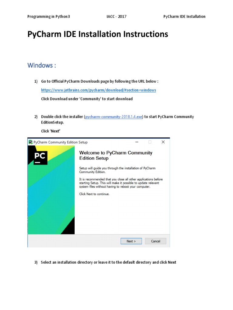 PyCharm IDE Installation Instructions | PDF