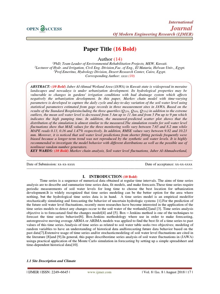 Paper Format Guidelines | PDF | Time Series | Statistical Significance