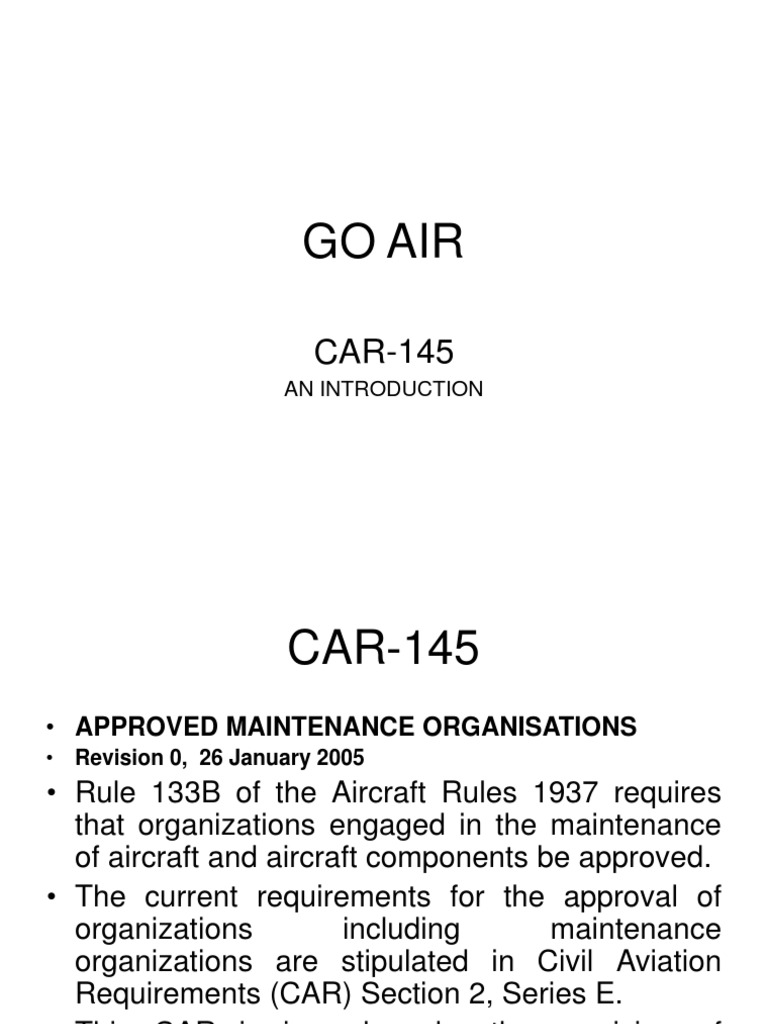 Overview of CAR-145 Regulations | PDF | Audit | Quality Management System