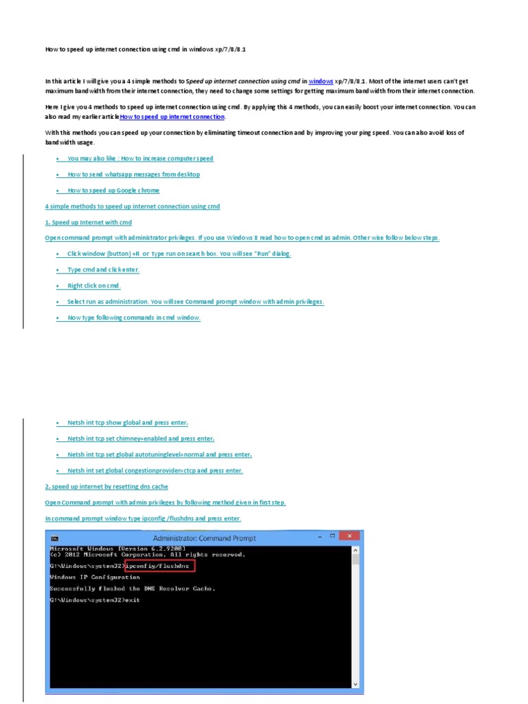 Speed Up Internet Using CMD in Windows | PDF | Command Line Interface ...