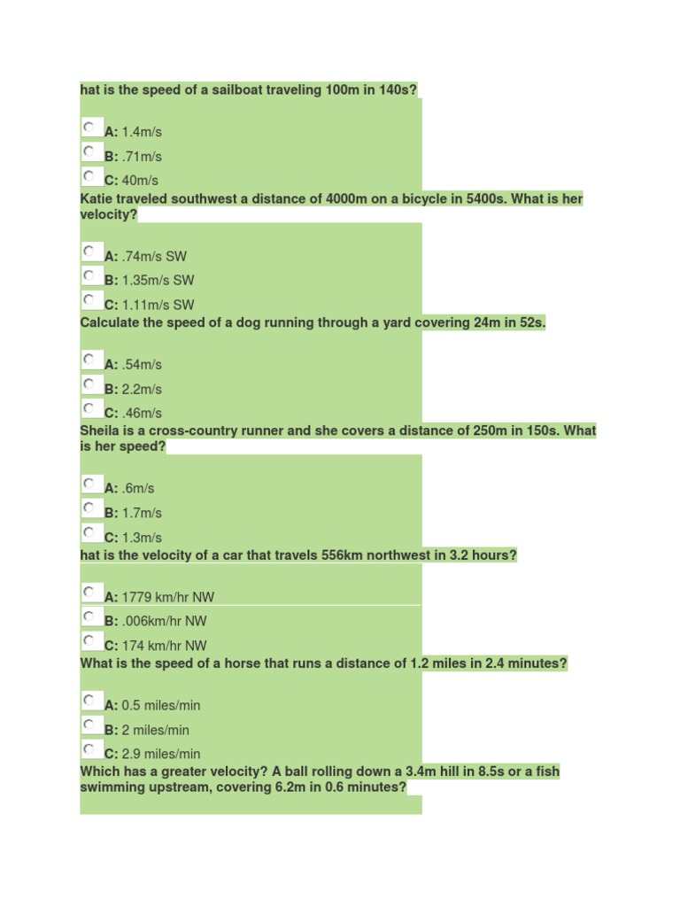 Velocity and Speed | PDF | Speed | Velocity