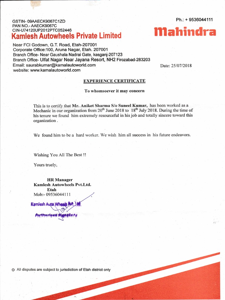 Mahindra Training Certific Ater | PDF