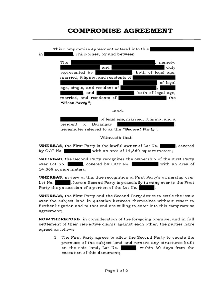 Compromise Agreement | PDF | Law And Economics | Government