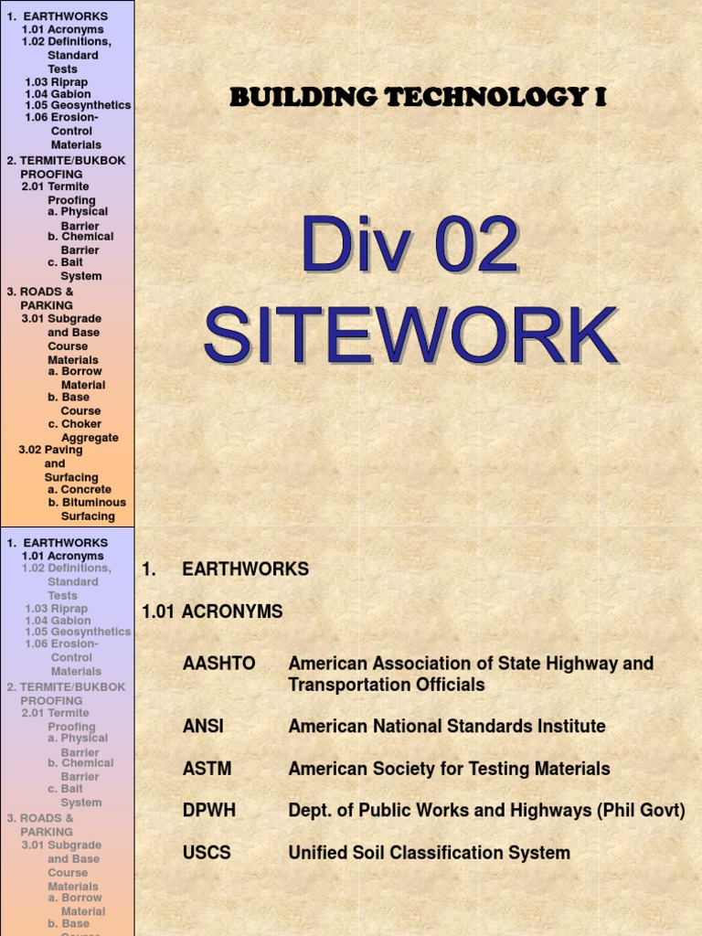 Sitework and Termite Proofing Guide | PDF | Road Surface | Geotechnical ...