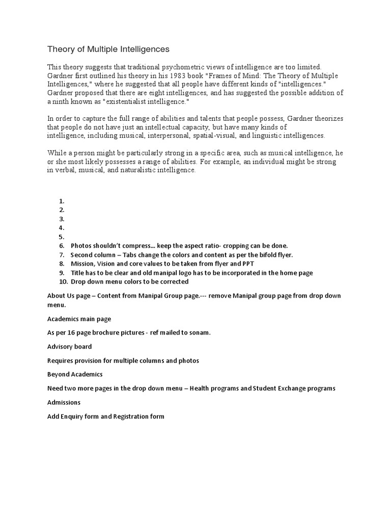 Theory of Multiple Intelligences | PDF | Behavior Modification | Communication