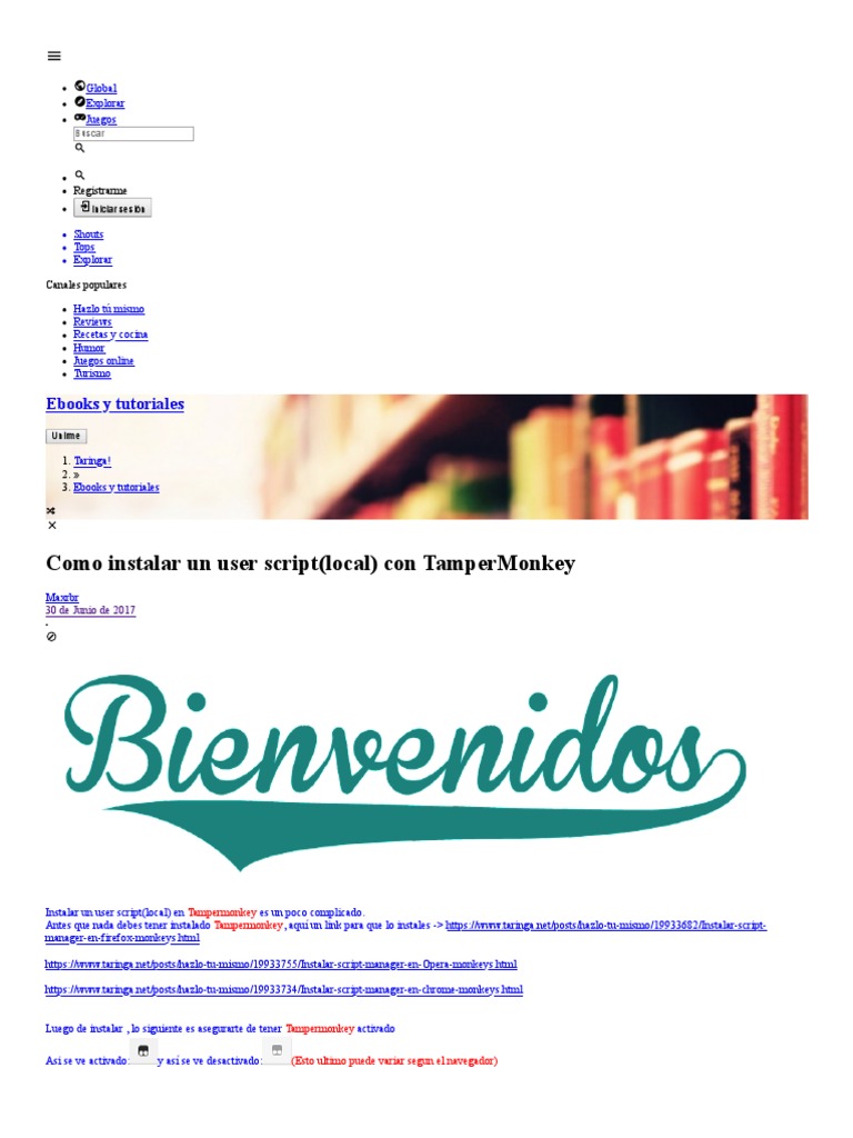 Como Instalar Un User Script (Local) Con TamperMonkey - ... en Taringa ...