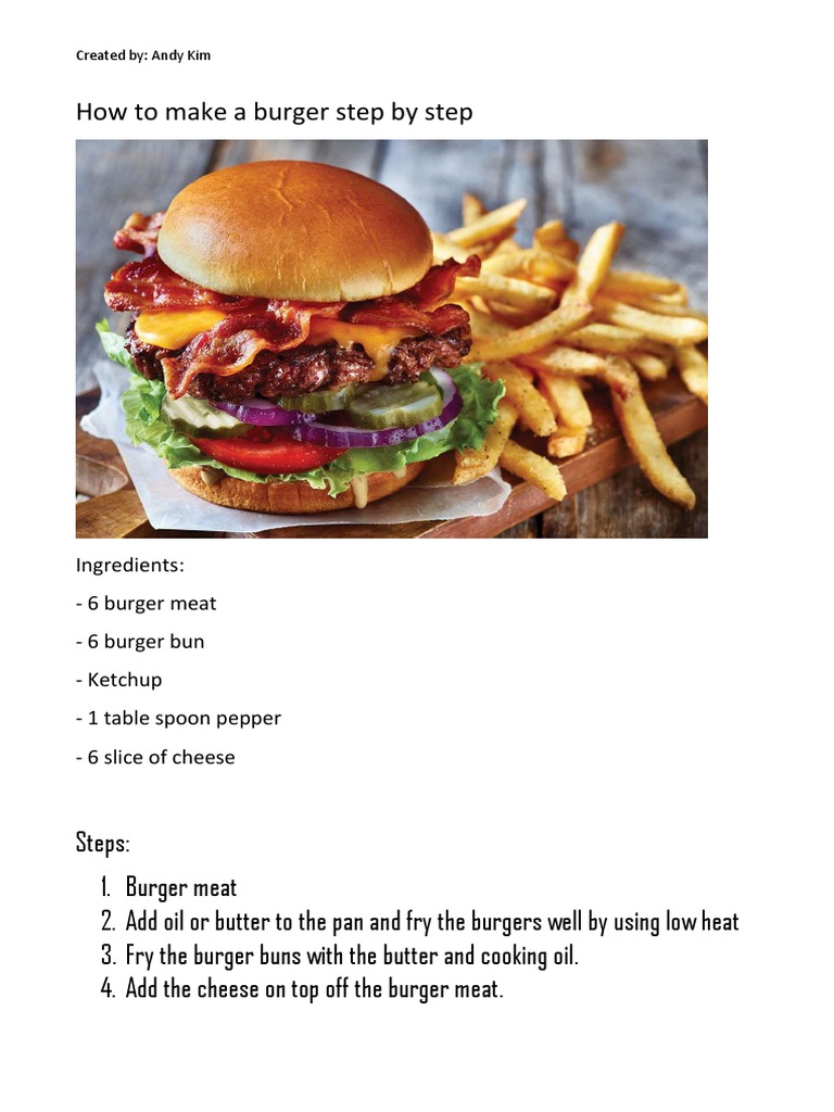 How To Make A Burger Step by Step ANDY | PDF
