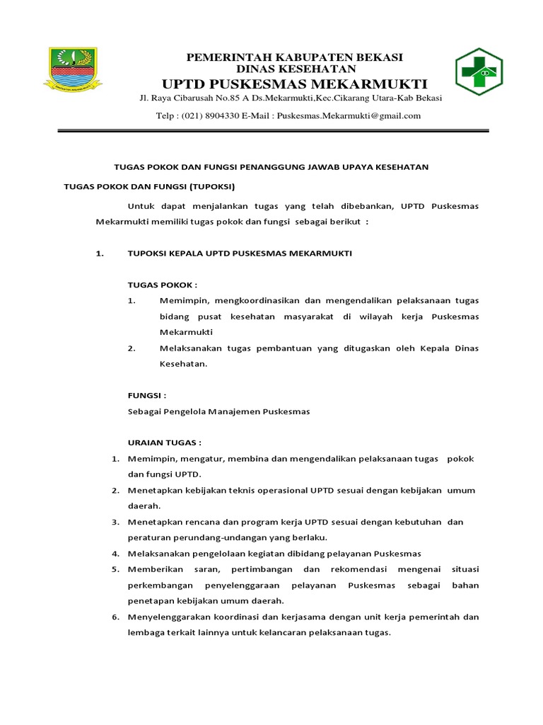 Contoh Tupoksi | PDF