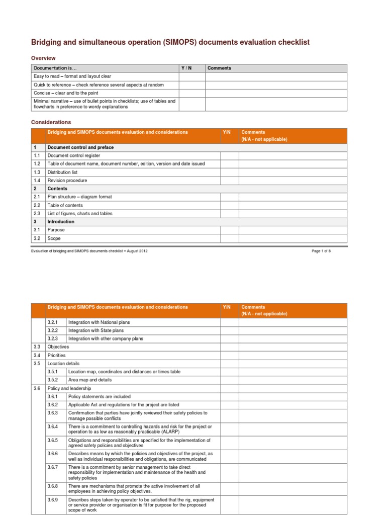 SIMOPS Check List | PDF | Occupational Safety And Health | Safety