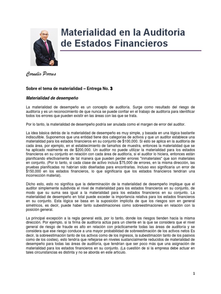 Concepto de Materialidad en Auditoría | PDF | Auditoría | Planificación