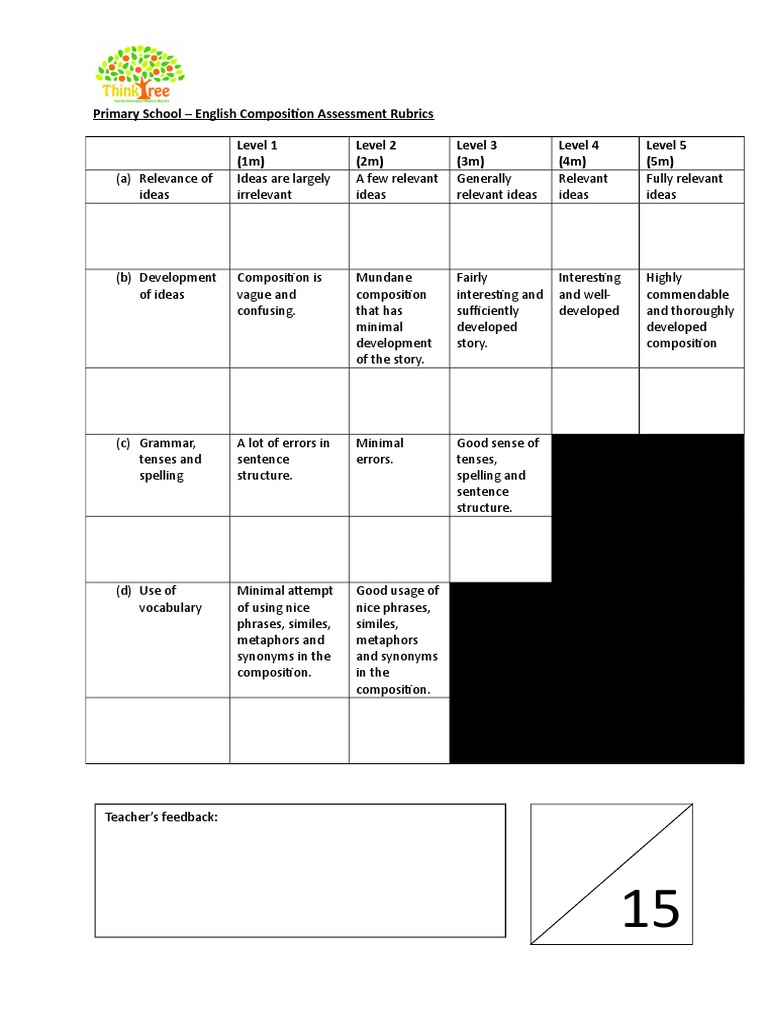 English Composition Assessment For Primary School | PDF | Rubric ...