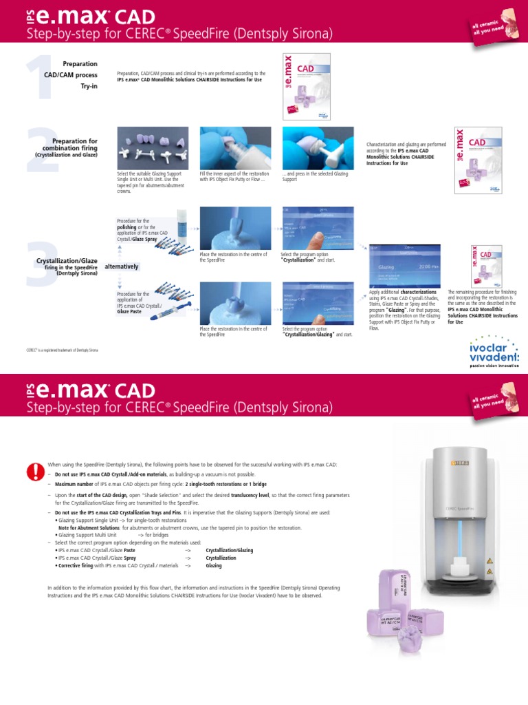 IPS E-Max CAD For CEREC SpeedFire (Dentsply Sirona) | PDF | Dentistry | Mouth