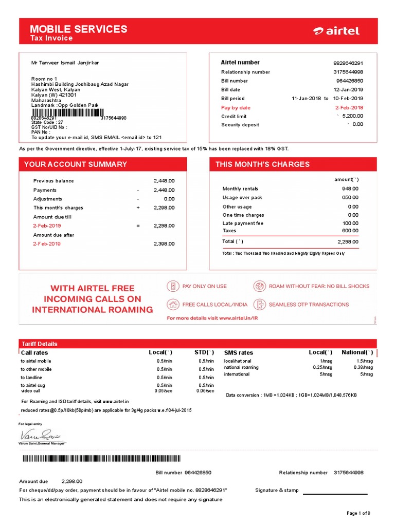 Tanveer Jan Bill | PDF | Invoice | Payments