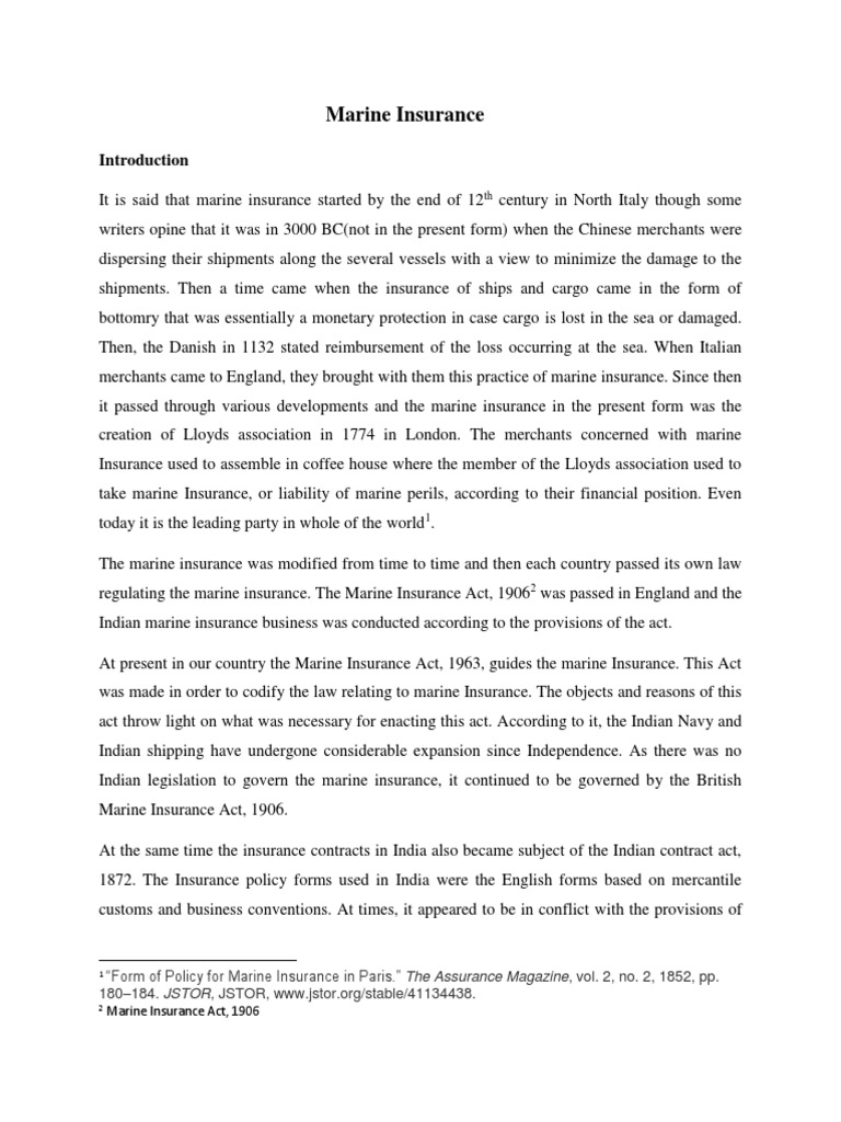 Marine Insurance | PDF | Insurance Policy | Insurance