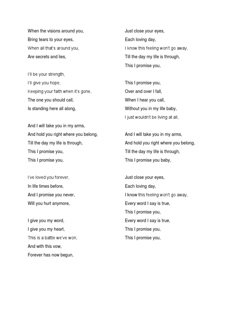 This I Promise You Lyrics | PDF | Self-Improvement