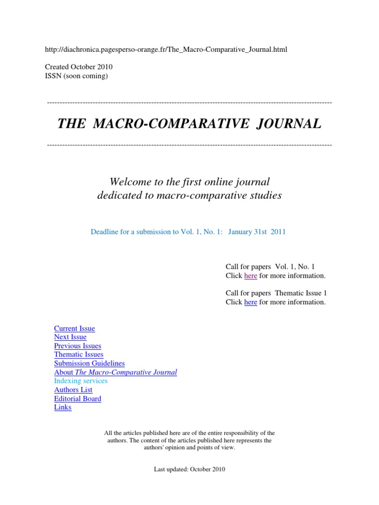 The Macro-Comparative Journal | PDF | Academic Journal | Linguistics