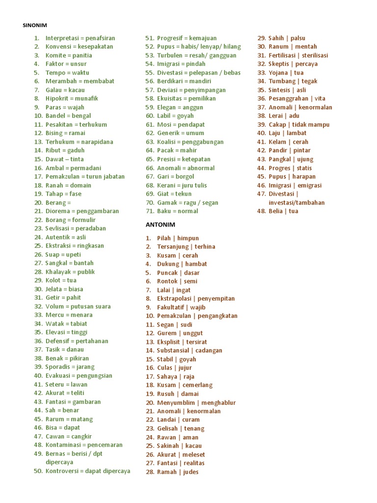 Sinonim & Antonim | PDF