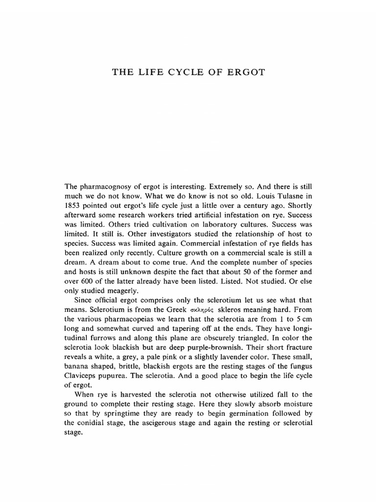 The Life Cycle of Ergot: CRX) 1Jp6 | PDF | Mycology | Branches Of Botany
