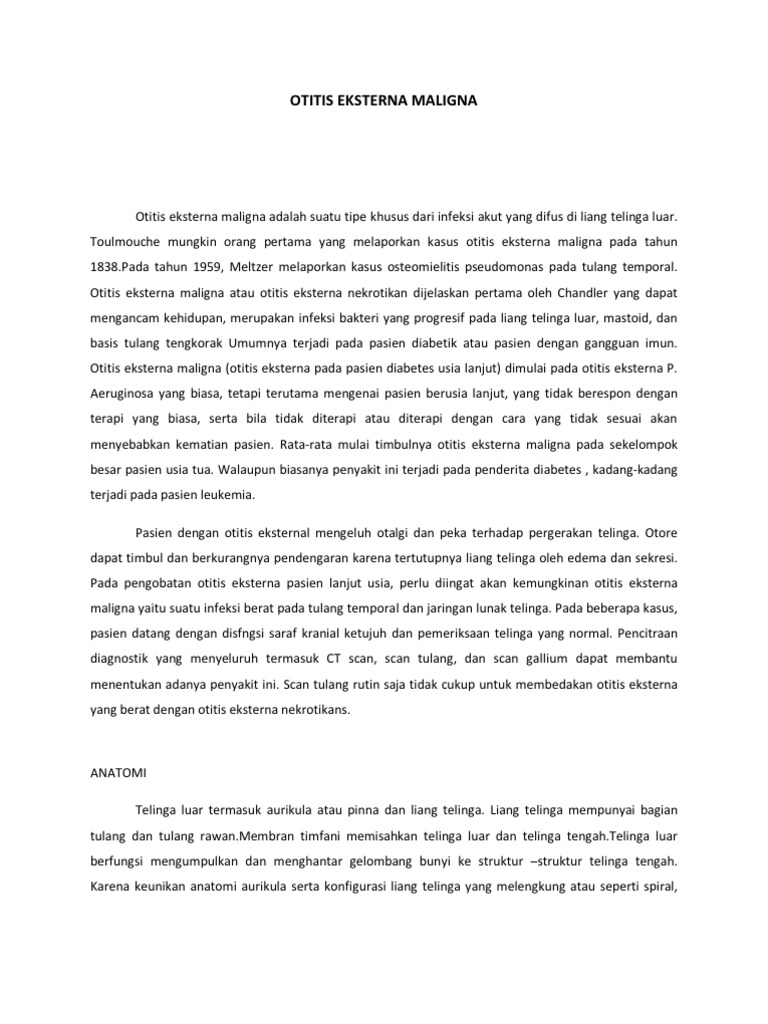 Otitis Eksterna Maligna: Panduan Lengkap | PDF