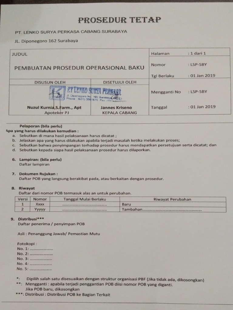 SOP Pembuatan POB | PDF